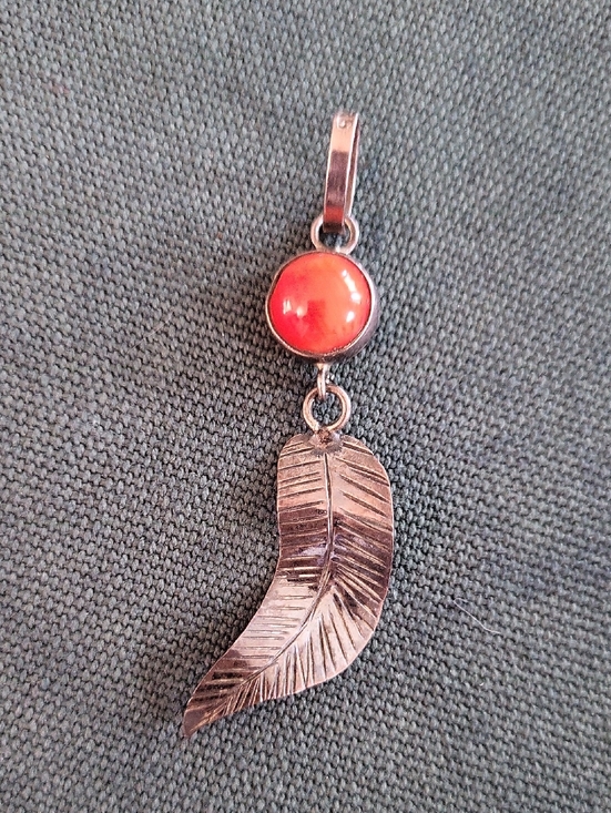 Handmade | Jewelry | Coral Sterling Feather Pendant | Poshmark